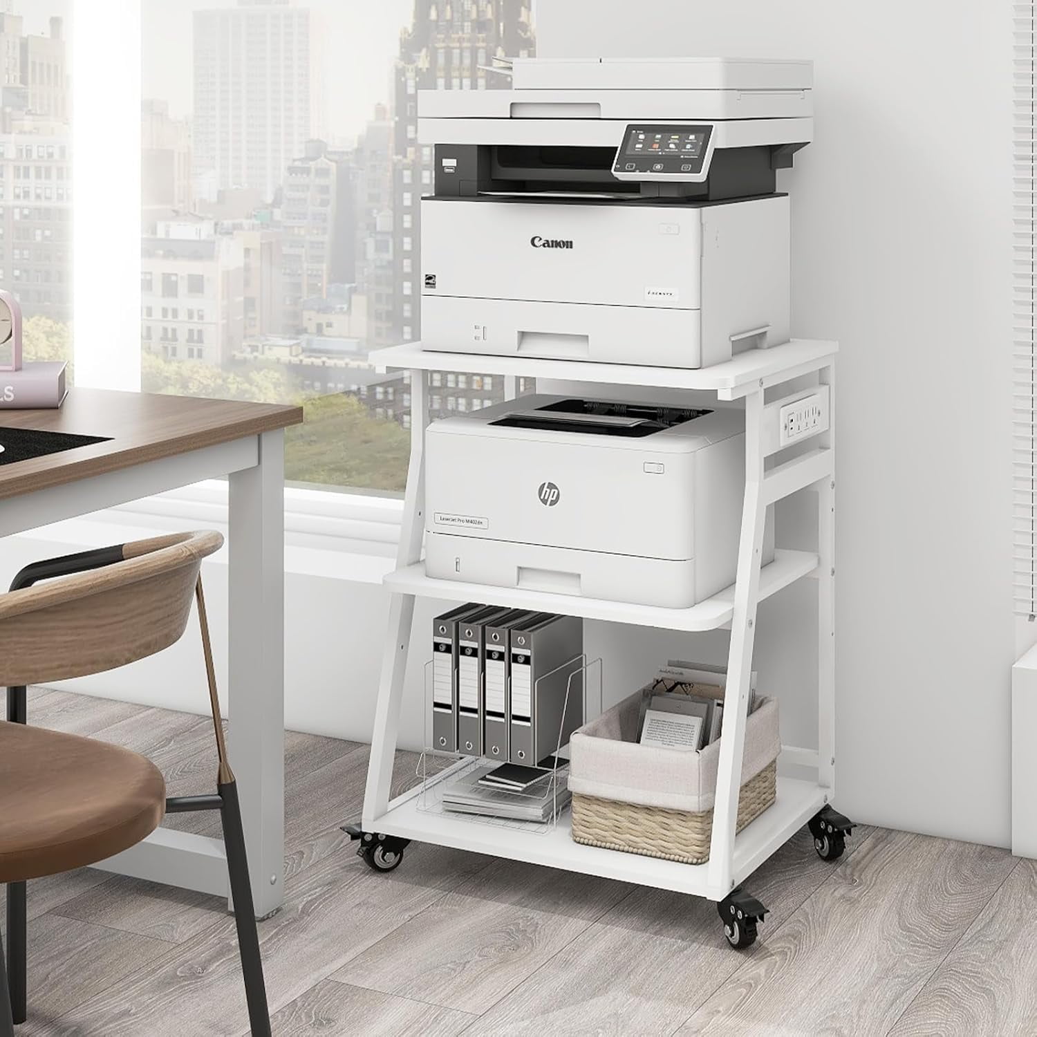 23.6"x19.7" Large Printer Stand,3 Tier Printer Table with Charging ...