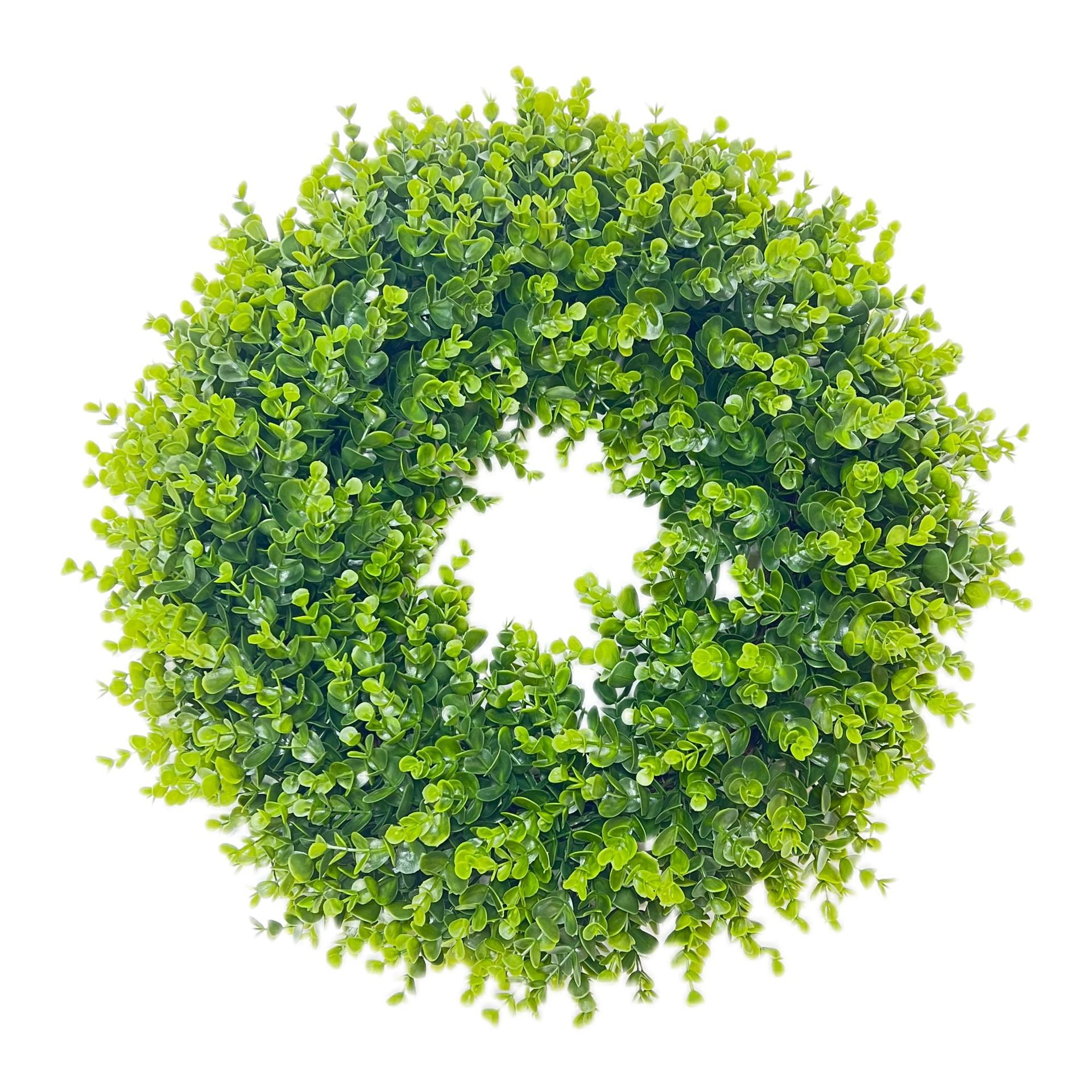 23.62" Artificial Boxwood Wreaths Green Garlands Decorations, Plastic ...