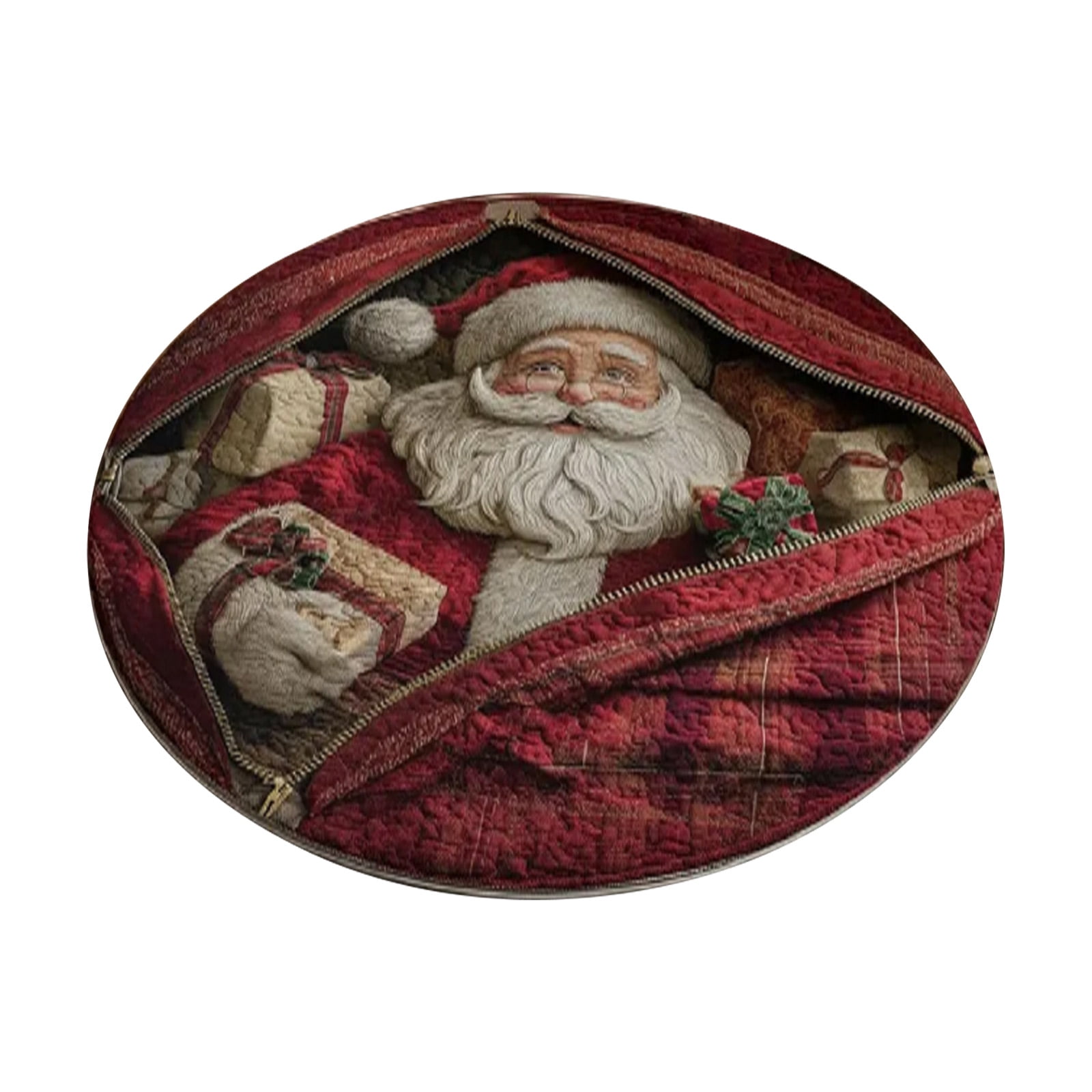 23.62" Christmas Santa Claus 3D Round Rugs, Fun & Soft Christmas Rug ...