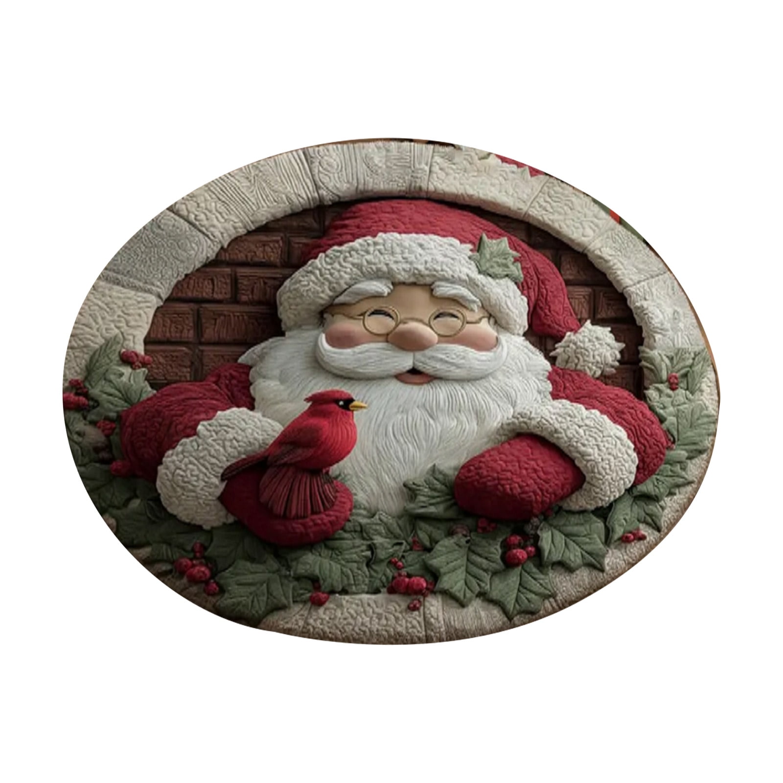 23.62" Christmas Santa Claus 3D Round Rugs, Fun & Soft Christmas Rug ...