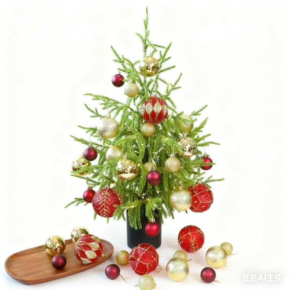 23.62 Inch Artificial Tabletop Christmas Tree, Battery Operated LED ...