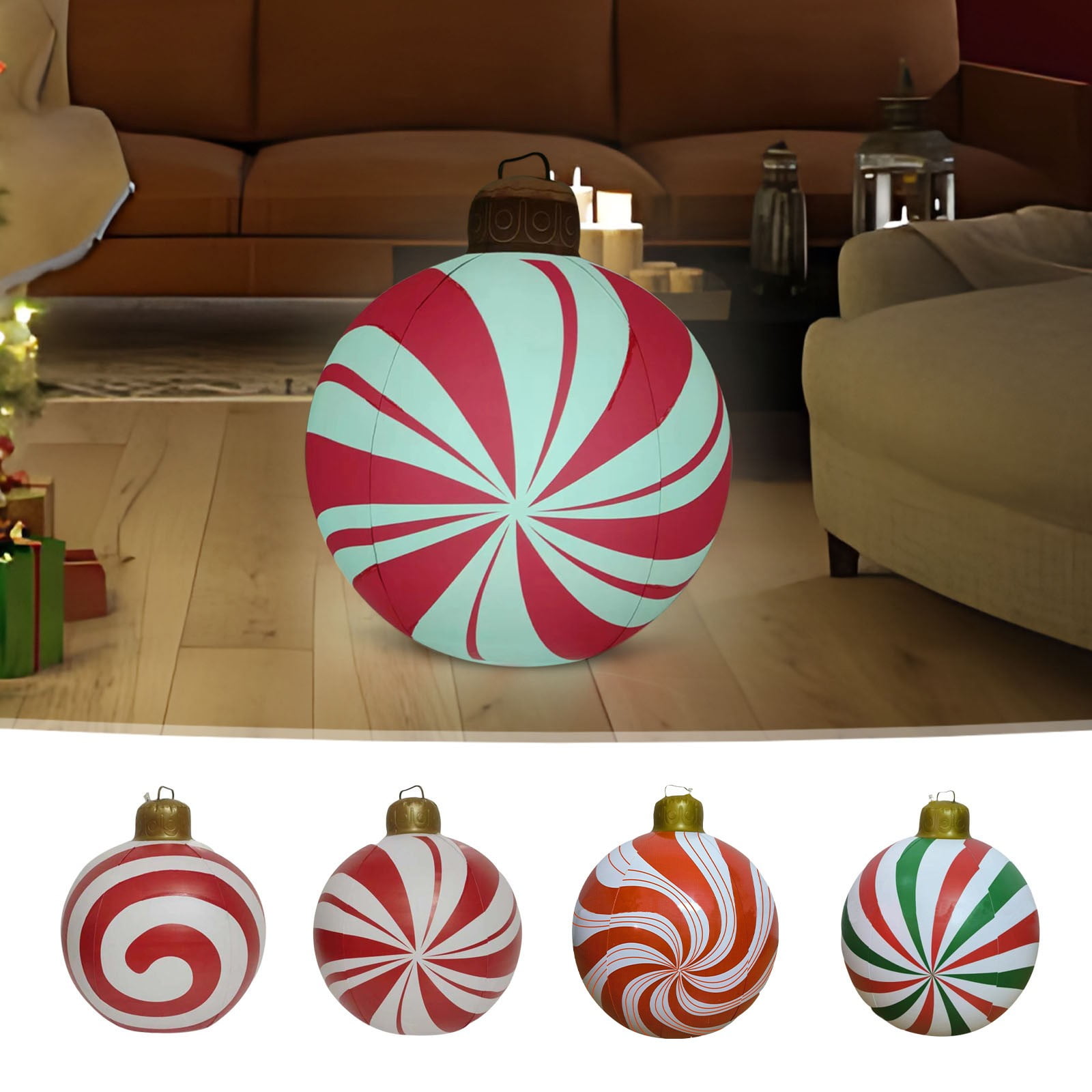 23.62 Inch Inflatable Christmas Balls Oversized PVC Christmas Ornaments ...