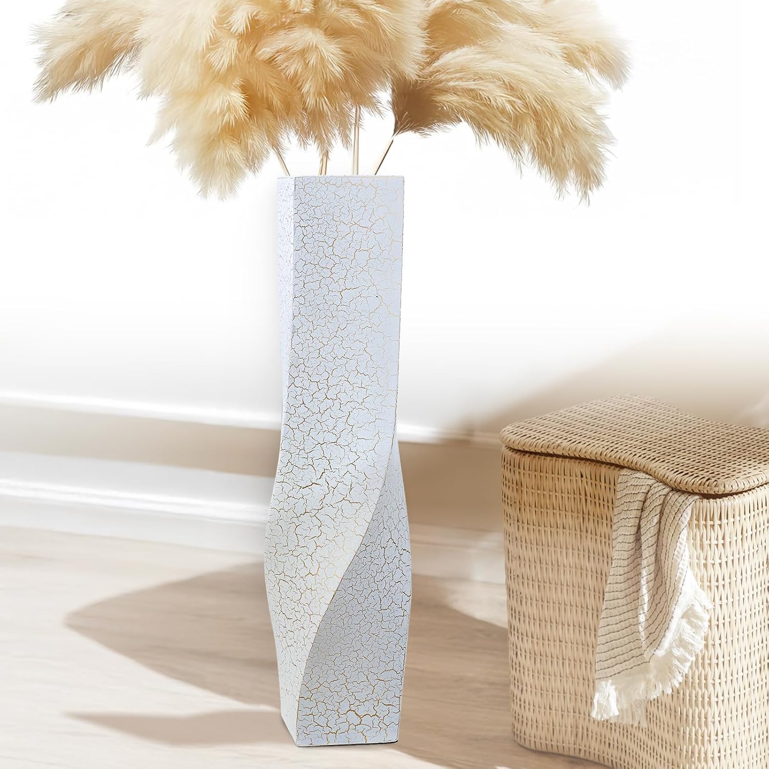 23.62" Twisted Geometric Flower Vase for Home, Living Room, Flower ...