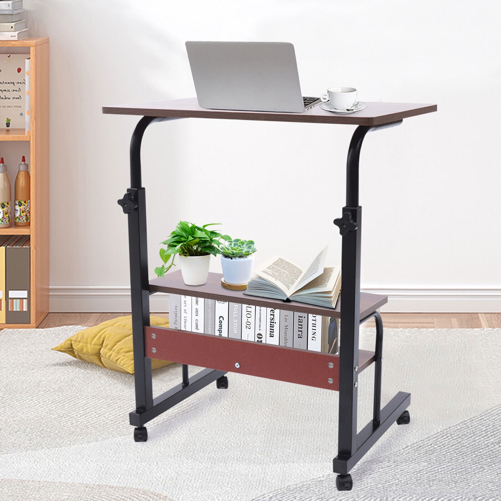 23.62 x 15.74in Mobile Standing Desk Height Adjustable Laptop Desk Cart ...