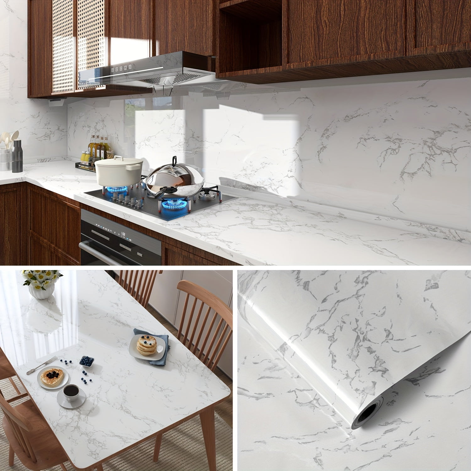 23.62''x118'' White Marble Contact Paper for Countertops Waterproof ...