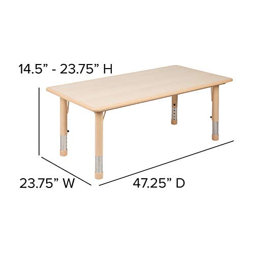 23.625" W x 47.25" L Natural Plastic Adjustable Activity Table-School ...