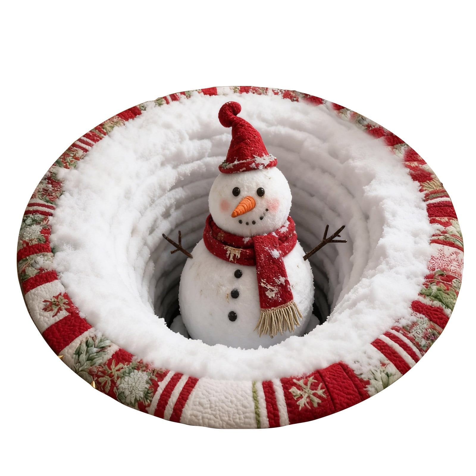 23.62x23.62In Christmas 3D Rug-Christmas Optical Illusion Rugs, Santa ...