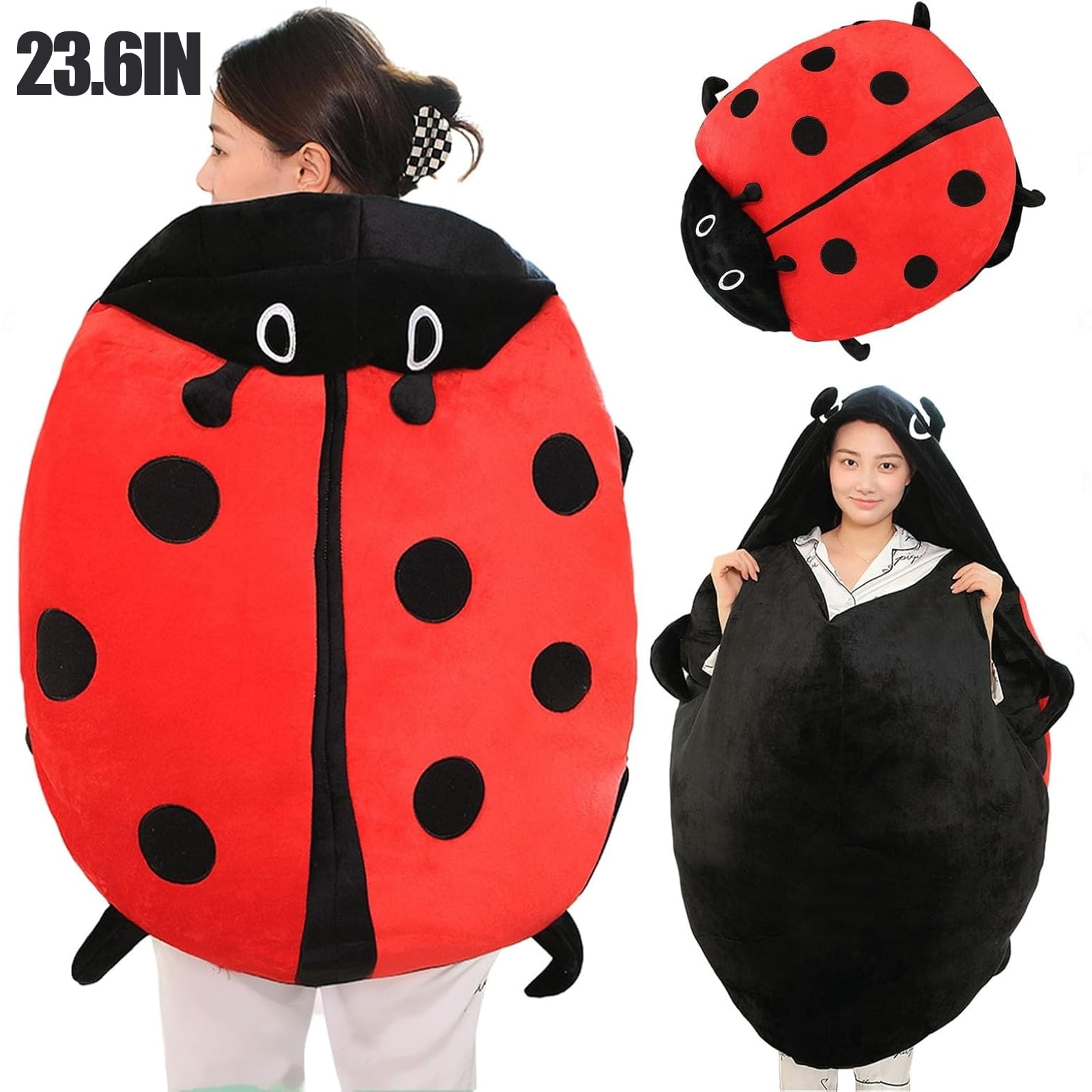 23.6IN Wearable Ladybug Pillow, 2026 New Oversized Stuffed Plush ...
