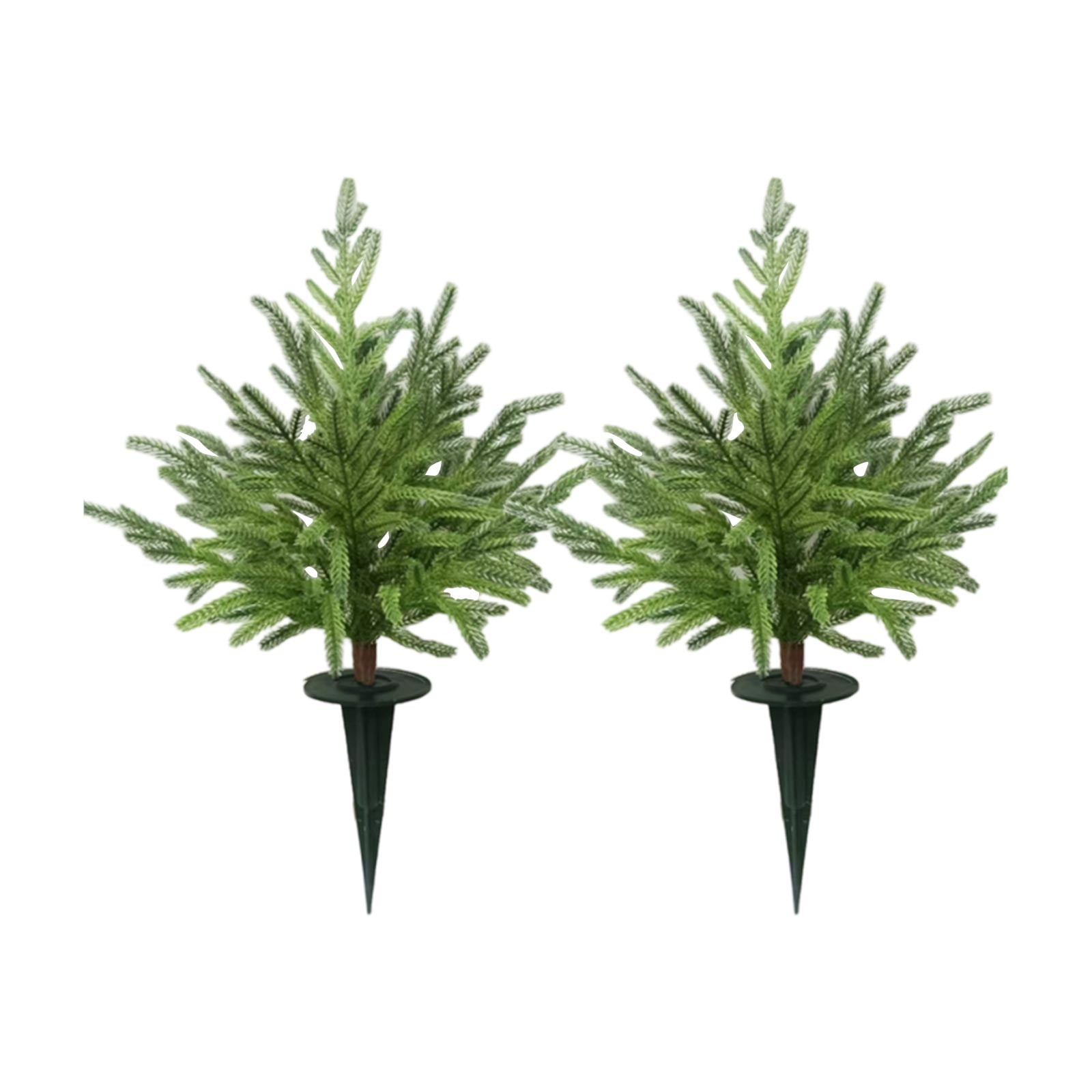 23.6in 2pcs Artificial Cedar Shrub Trees with Ground Spikes, Planted In ...