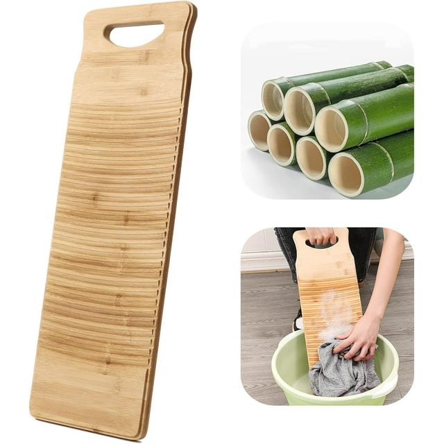 23.6in * 7in Bamboo Hand Washboard for Laundry Washing Clothes, Anti ...