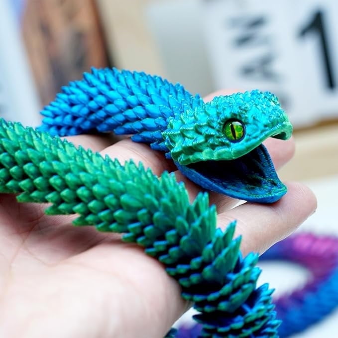 23.6inch 3D Printed Snake Models,Movable Teeth,Flexible Joint Animal ...
