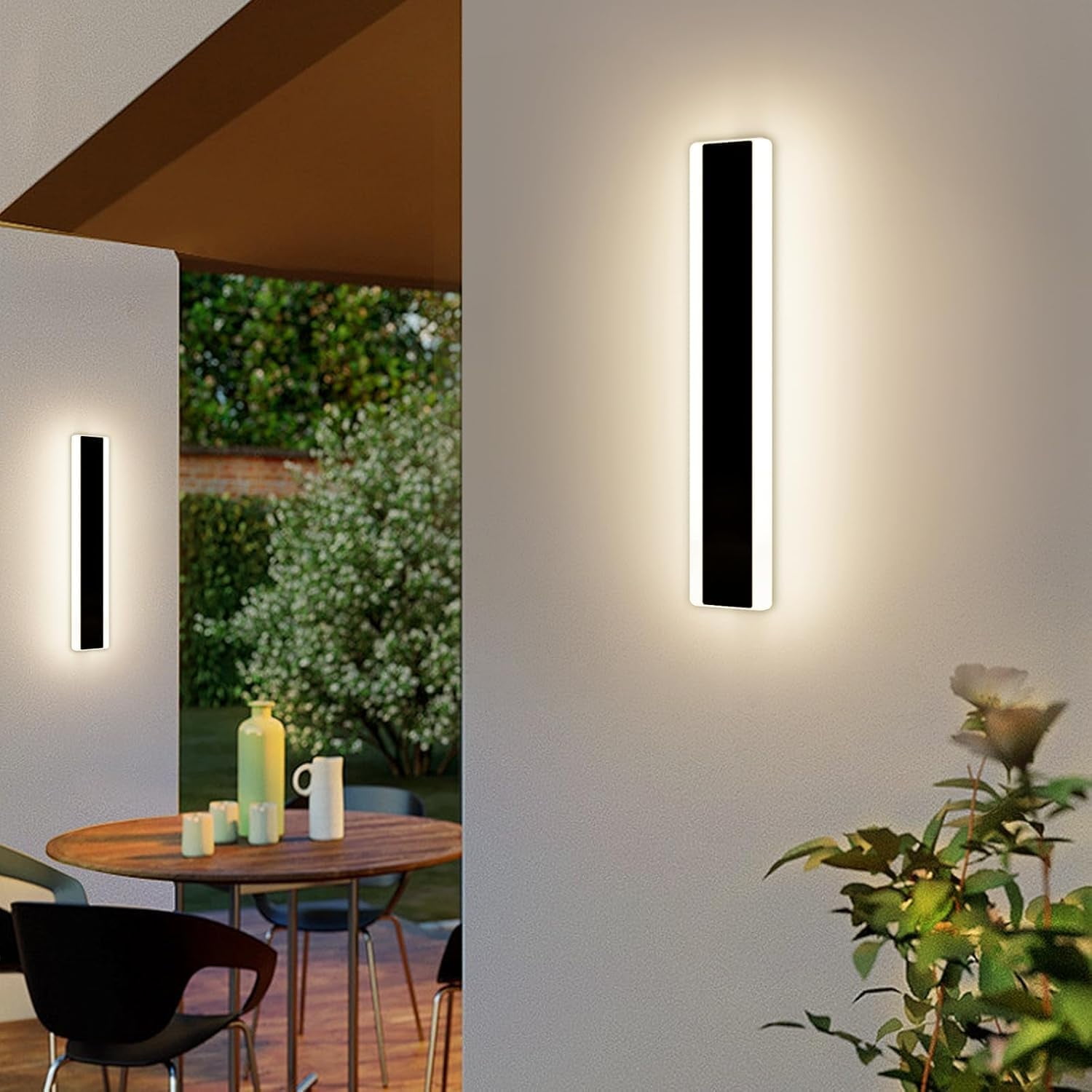 23.6inch Modern Outdoor Wall Light 3000K Warm White Linear Outdoor Wall ...