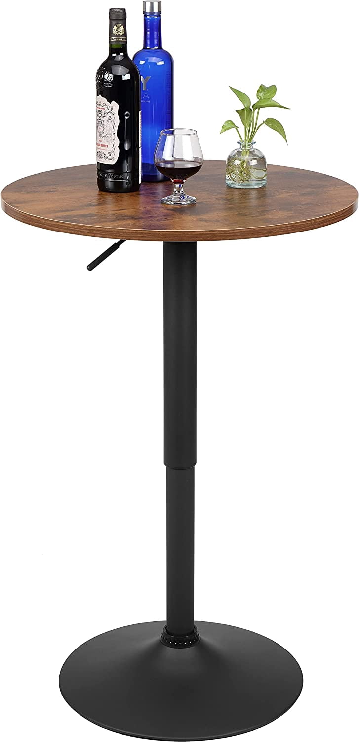 23.6inches Round Cocktail Bar Table with Metal Base, Tall Bistro Pub ...