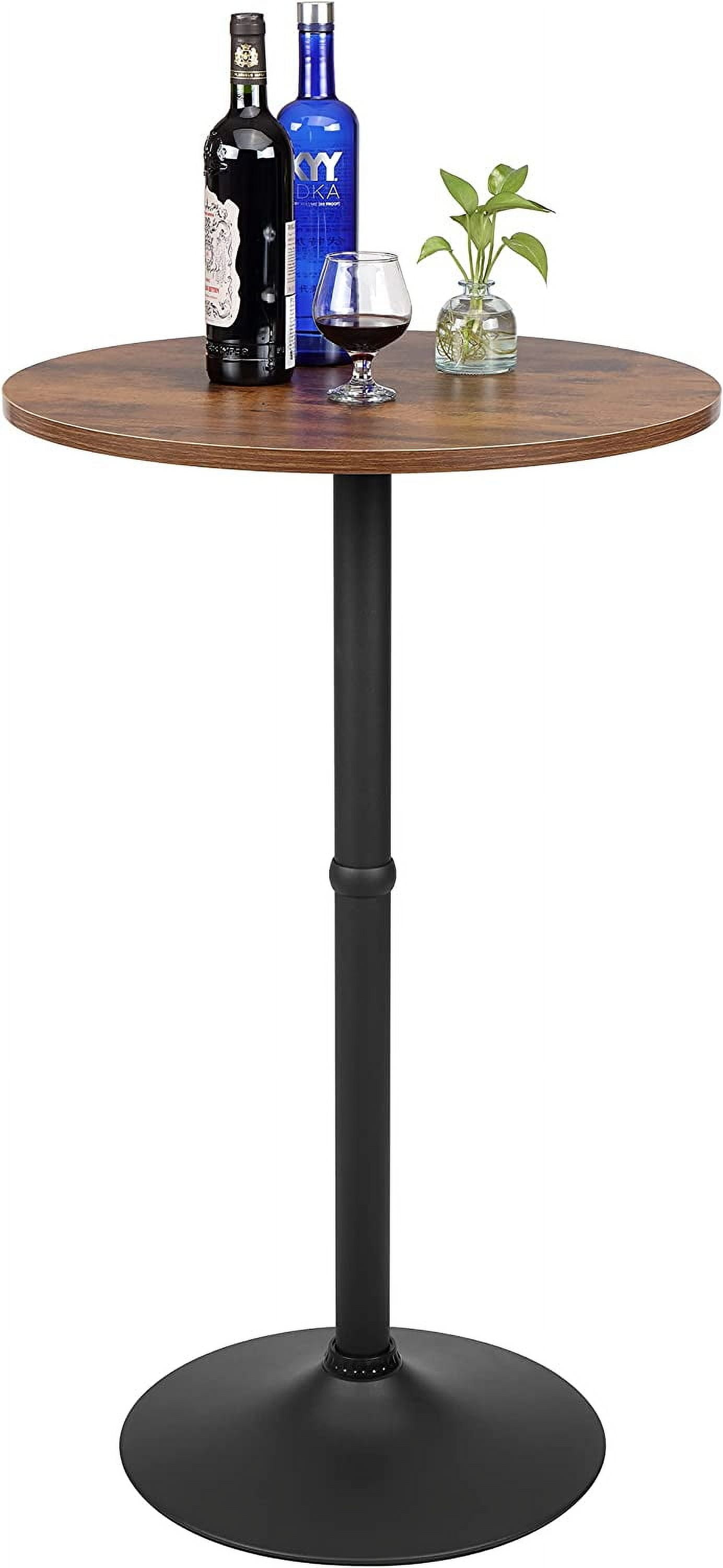 23.6inches Round Cocktail Bar Table with Metal Base, Tall Bistro Pub ...