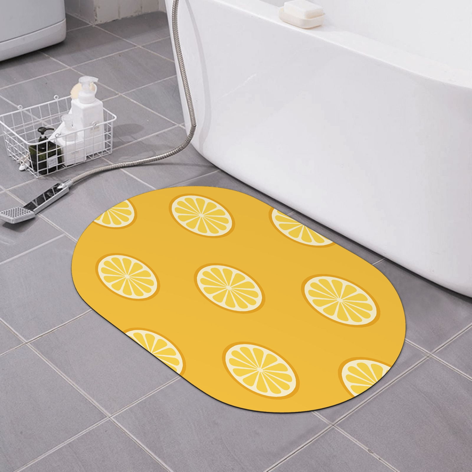 23.6x15.7 in Diatomaceous Earth Bath Rugs Lemon Slices Ripe Yellow ...