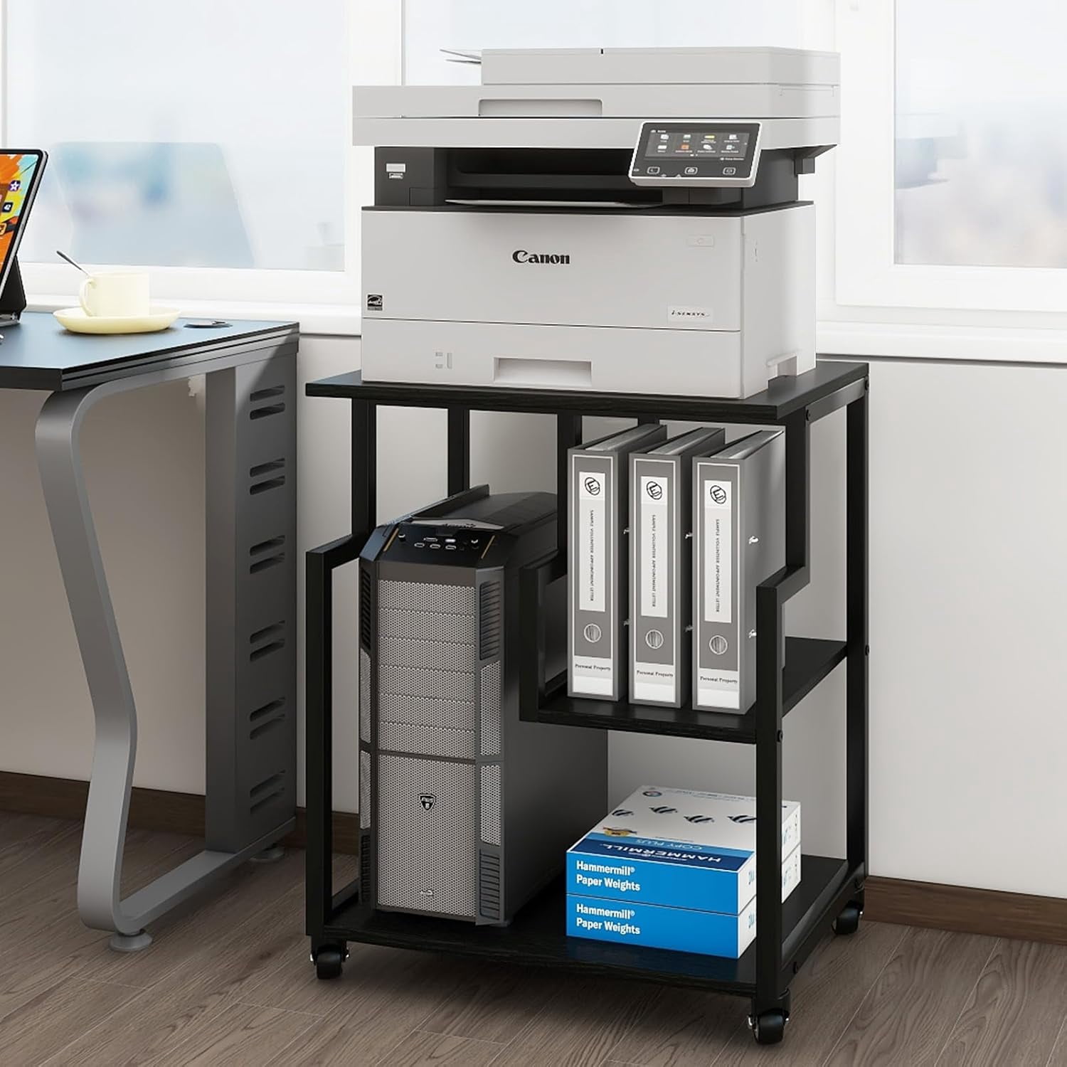 23.6x17.7 Inch Large Printer Stand, 3-Tier Mobile Printer Table with ...