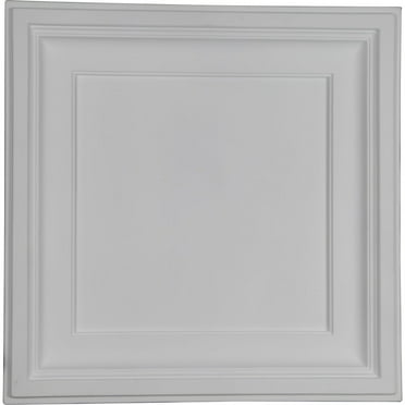 White 2 ft. x 2 ft. Decorative Square Drop Ceiling Tile, Lay-In PVC ...