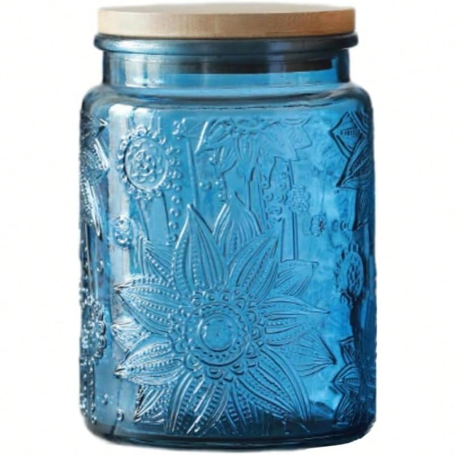 23.7 FL OZ Blue Glass Jars, 2 Pack Vintage Glass Kitchen Storage ...