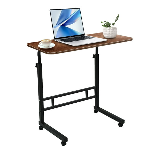 23.7 Inch Mobile Side Table with Wheels - Adjustable Height Rolling ...