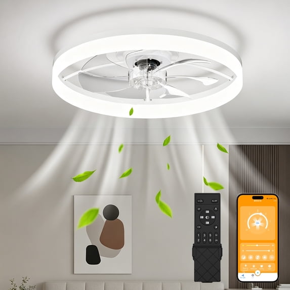 23.7'' LED Ceiling Fan with Light, Remote & App Control 6 Speed ...