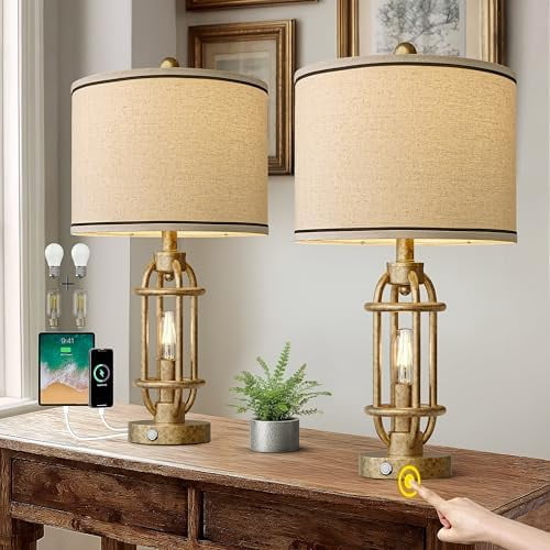 23.75'' Industrial Black Metal Table Lamps Living Room Lamp for ...