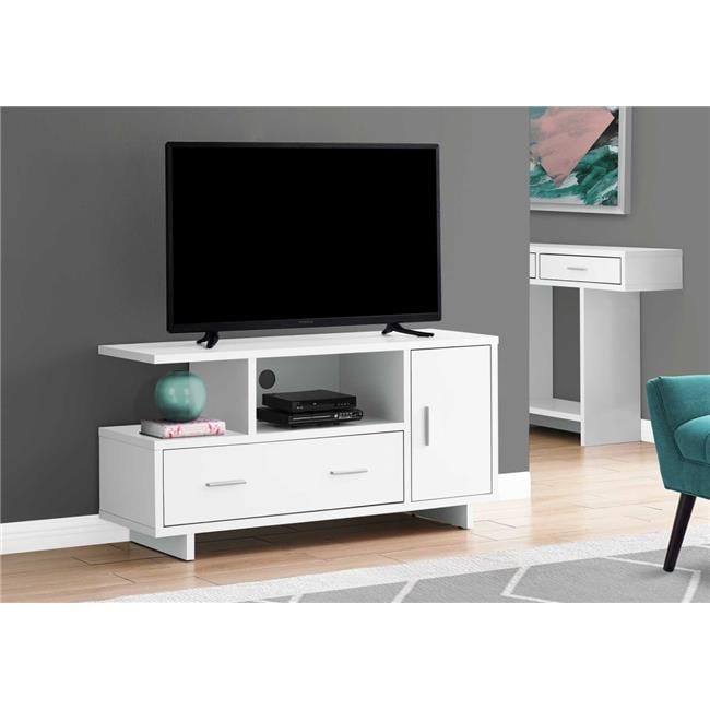23.75 in. White Particle Board, Hollow Core, MDF TV Stand with Storage ...