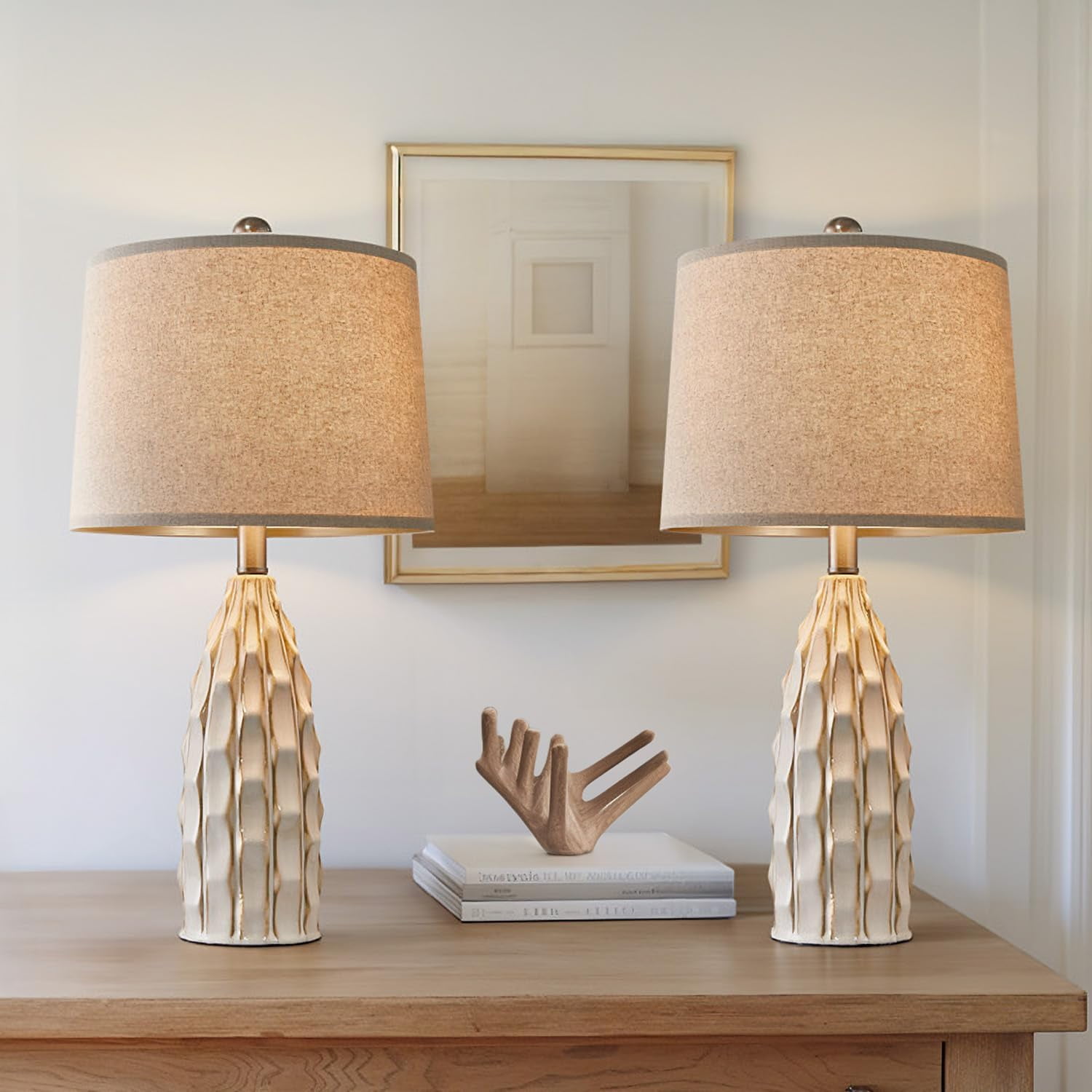 23.75 inch Modern Ceramic Lamps Set of 2 for Living Room Study Room ...