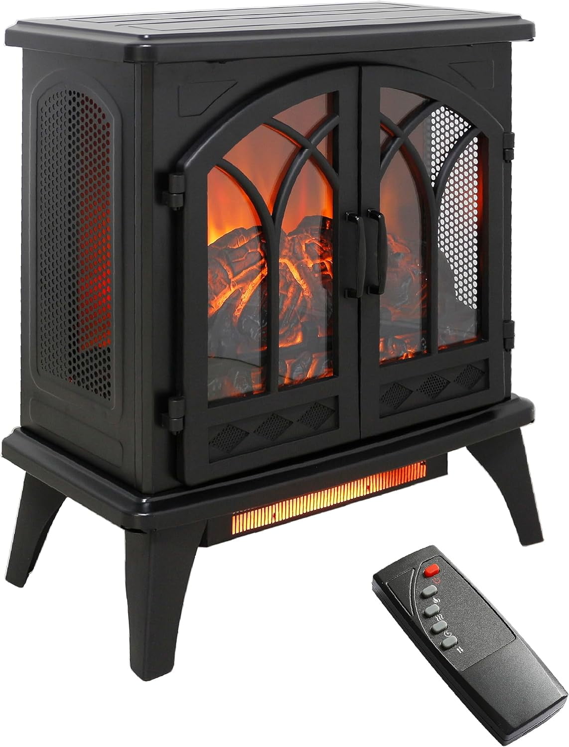 23.7Inch 3D Infrared Electric Stove Heater, Free-Standing Infrared ...