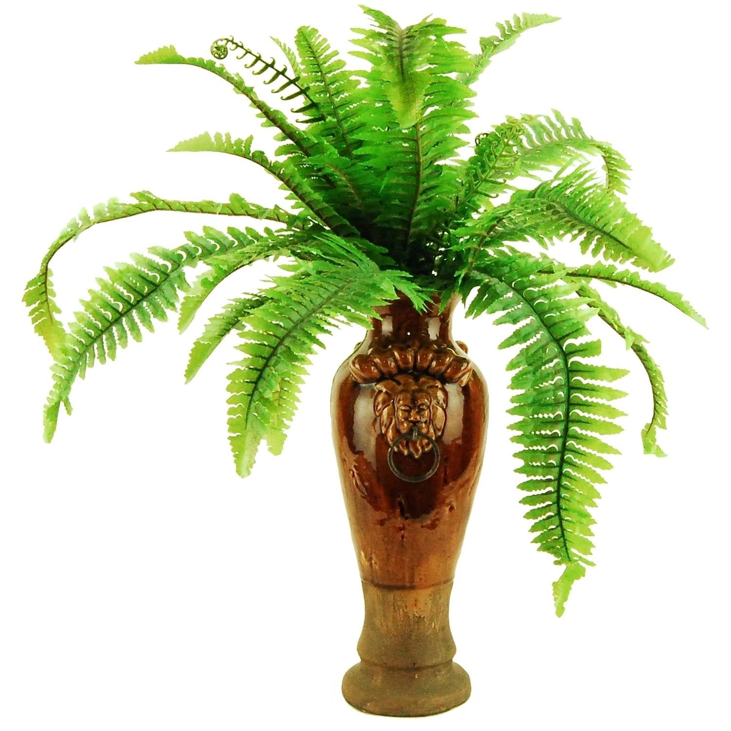 23" Artificial Fern in a Lions Head Ceramic Vase - Walmart.com