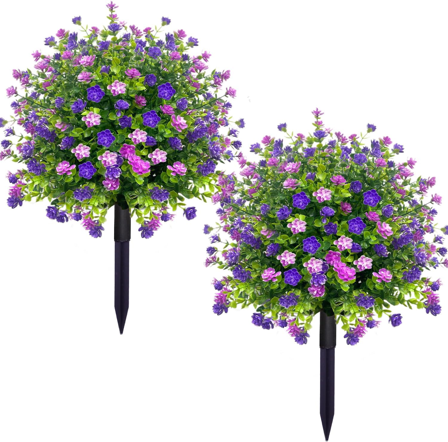 23" Artificial Topiary Ball Trees with Ground Spikes, UV Resistant Fake ...