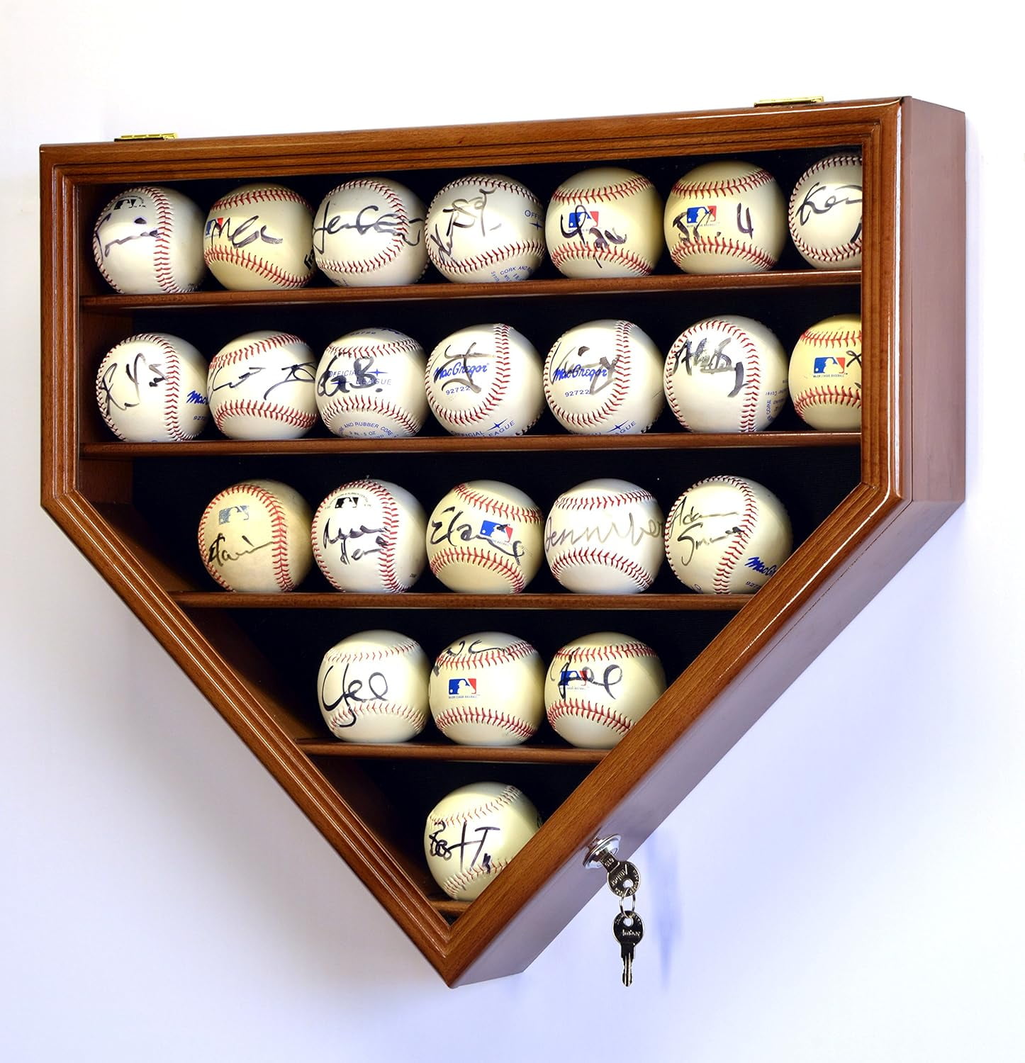 23 Baseball Ball Display Case Cabinet Holder Wall Rack Home Plate ...