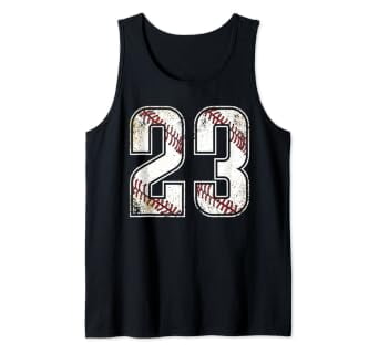 23 Baseball Jersey Number 23 Vintage Retro Birthday Design Tank Top ...
