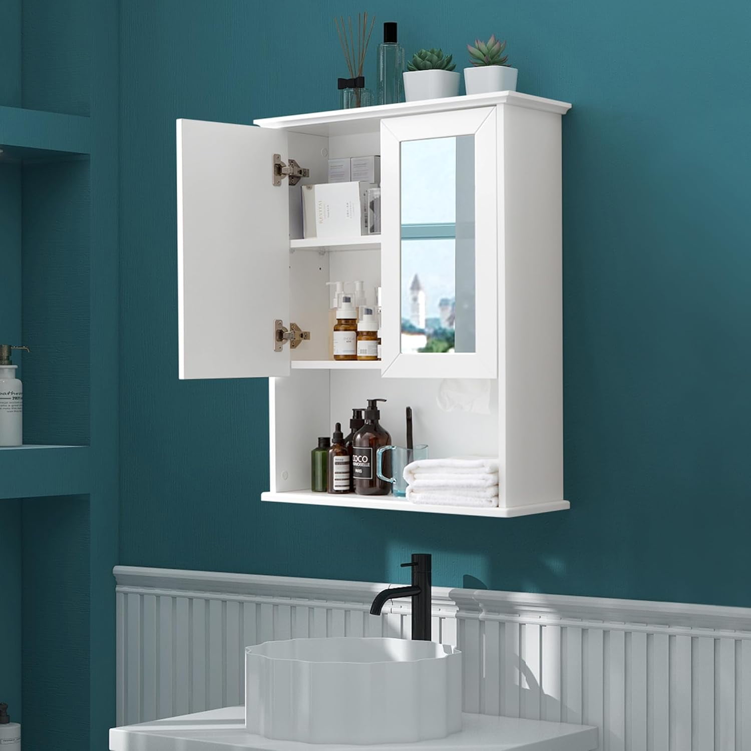 23" Bathroom Mirror Cabinet with Storage - Over Toilet Medicine Cabinet ...
