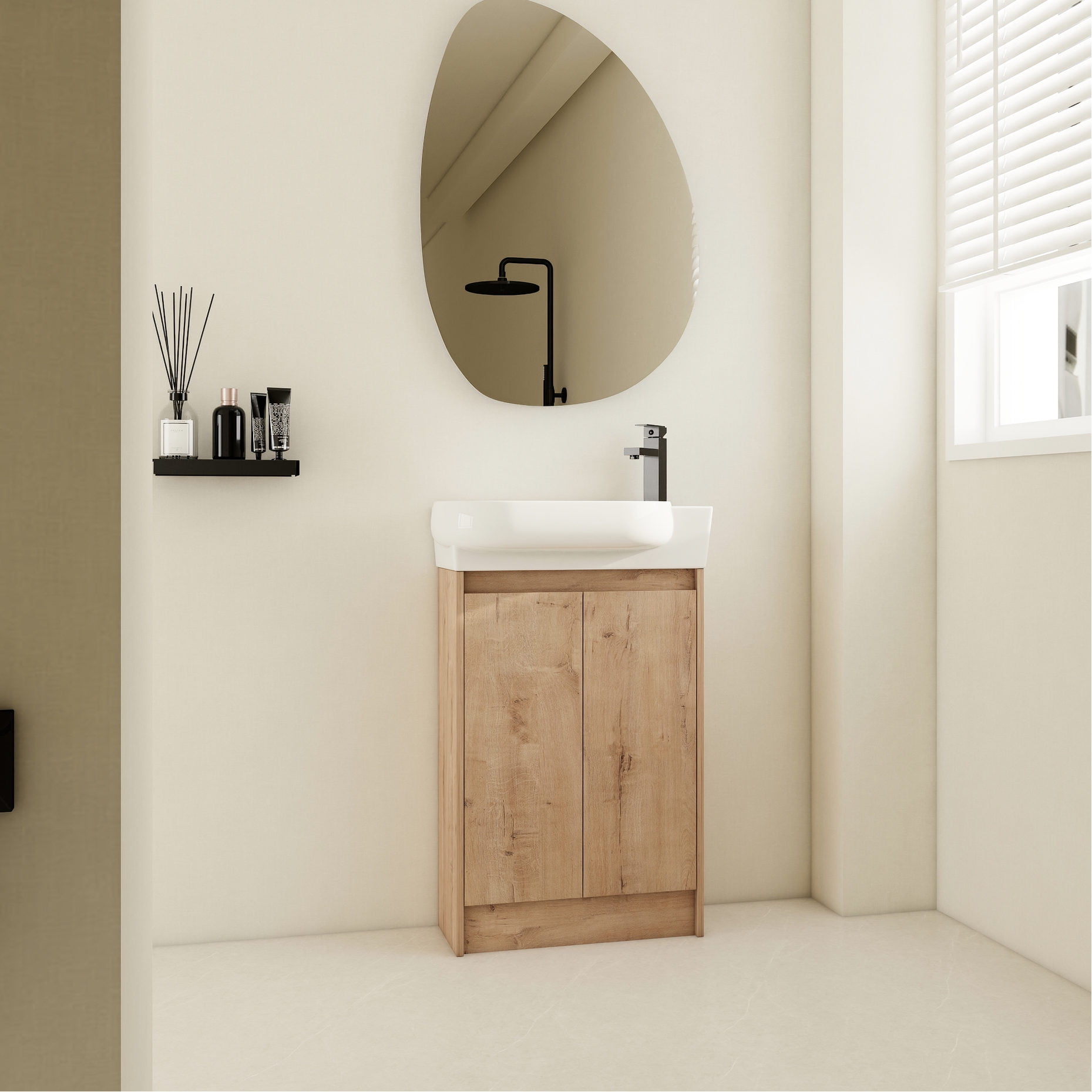 23" Bathroom Vanity with Single Ceramic Sink | Store Bathroom Items ...