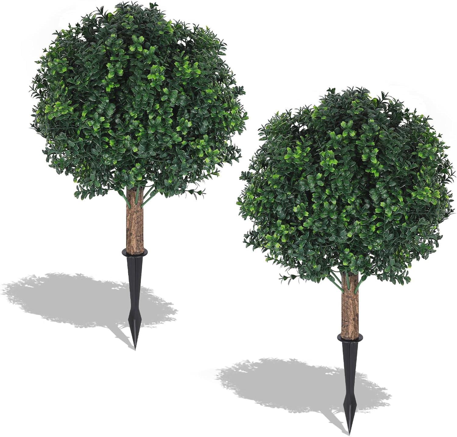 "23\" Boxwood Topiary Balls Artificial Outdoor, Set of 2 Outdoor Fake Bushes Plant with Ground ...