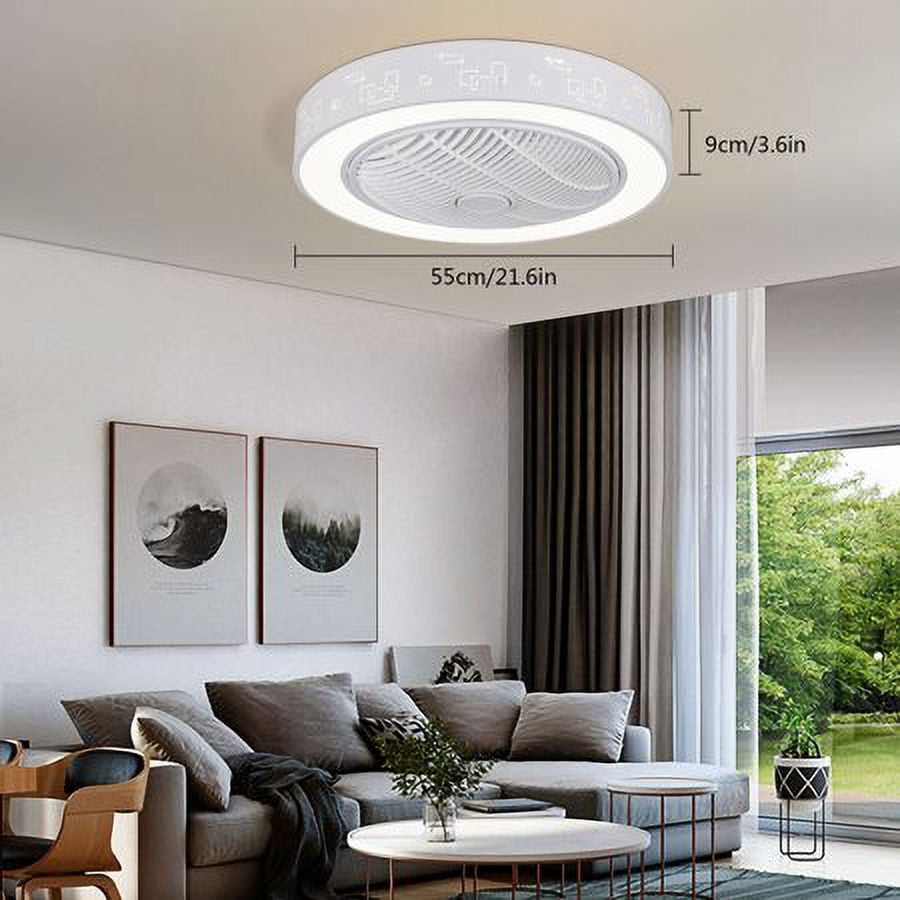 23" Ceiling Fan LED Light Fan Lamp Dimmable Enclosed Low Profile Lamp ...