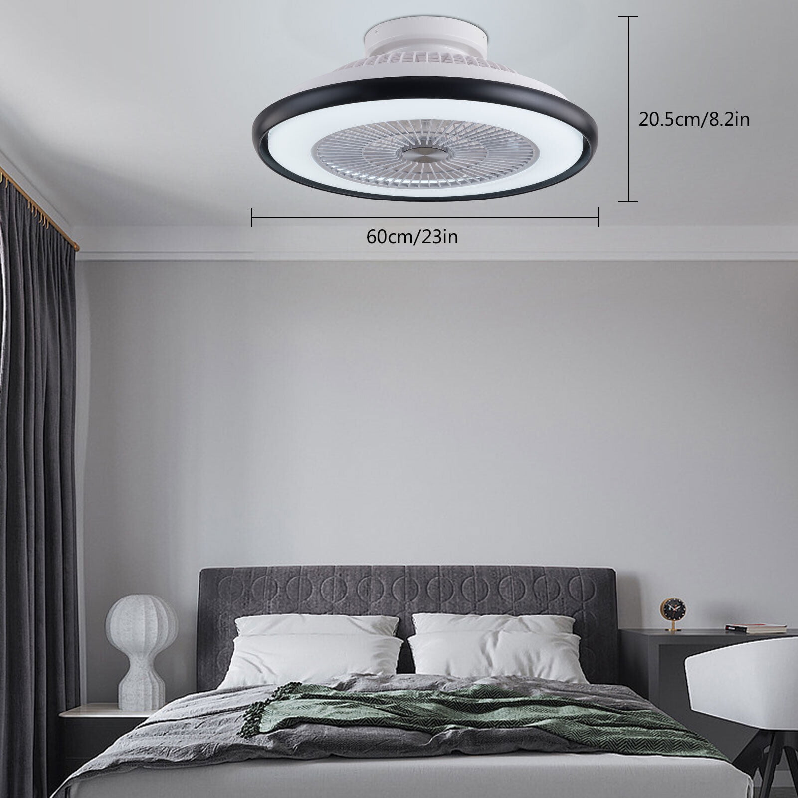 23" Ceiling Fan with Light Creative Smart Remote Control Fan Chandelier ...