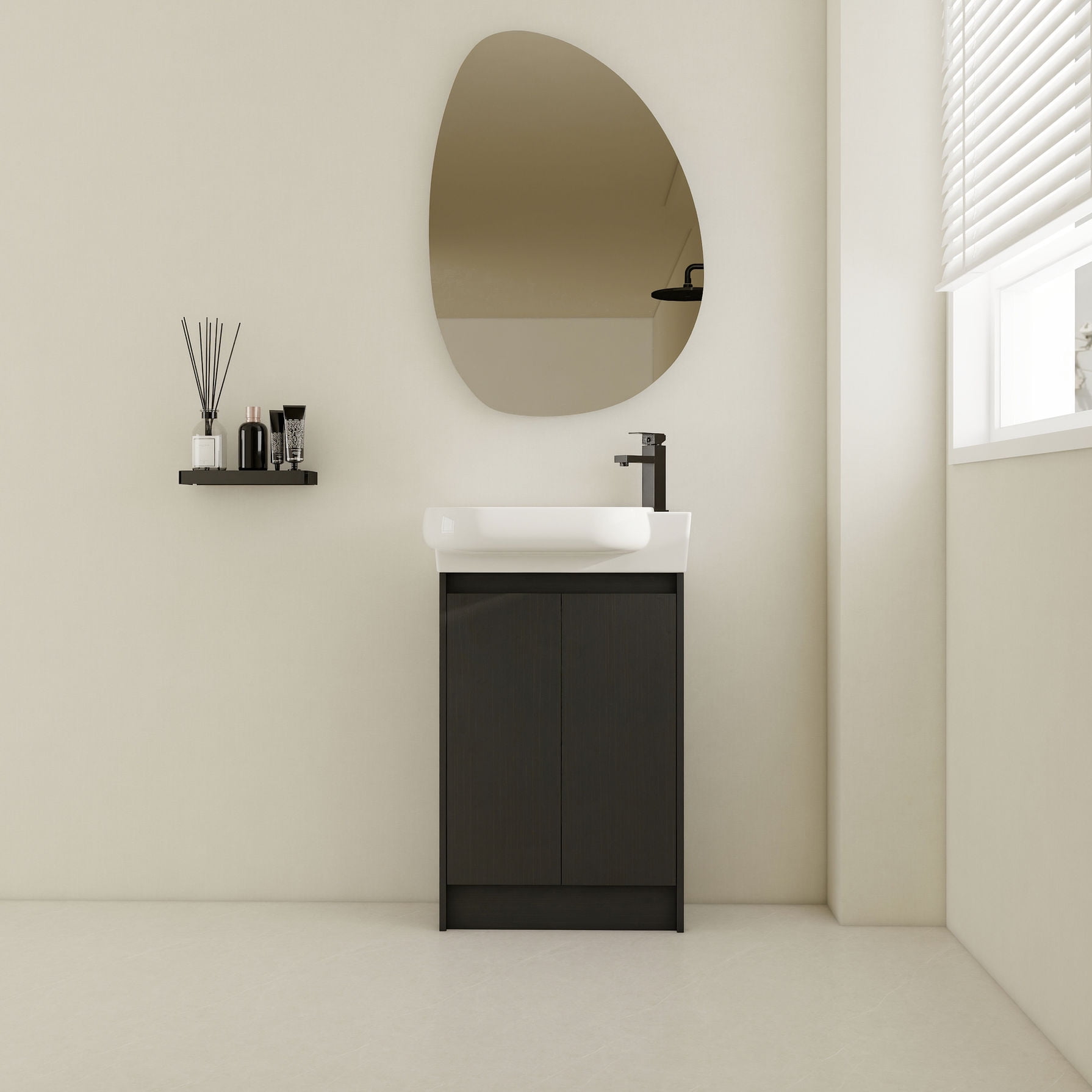 23" Compact Freestanding Bathroom Unit | Black Chestnut Vanity with ...