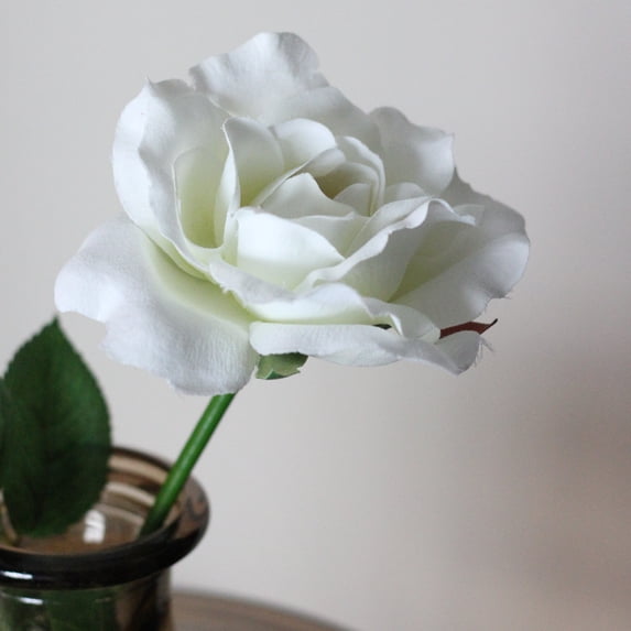 23" Creamy White Long Stem Artificial Blooming Rose Pick - Walmart.com