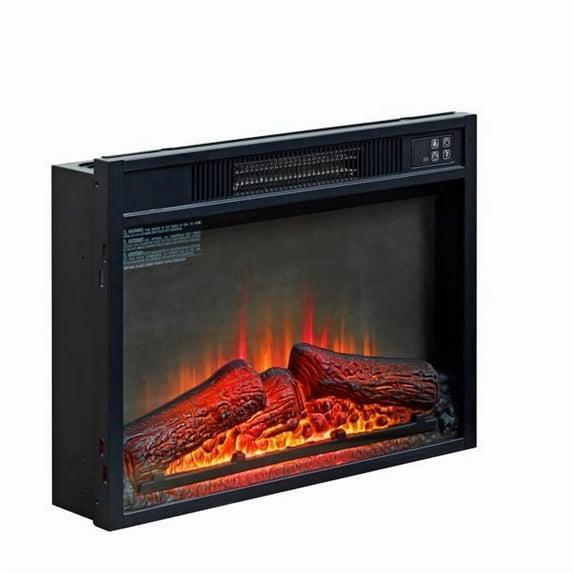 23” Electric Fireplace 3DInfrared Black Fireplace Electric Insert ...