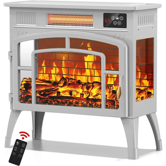 23" Electric Fireplace Heater, Freestanding Fireplace Stove, Infrared ...