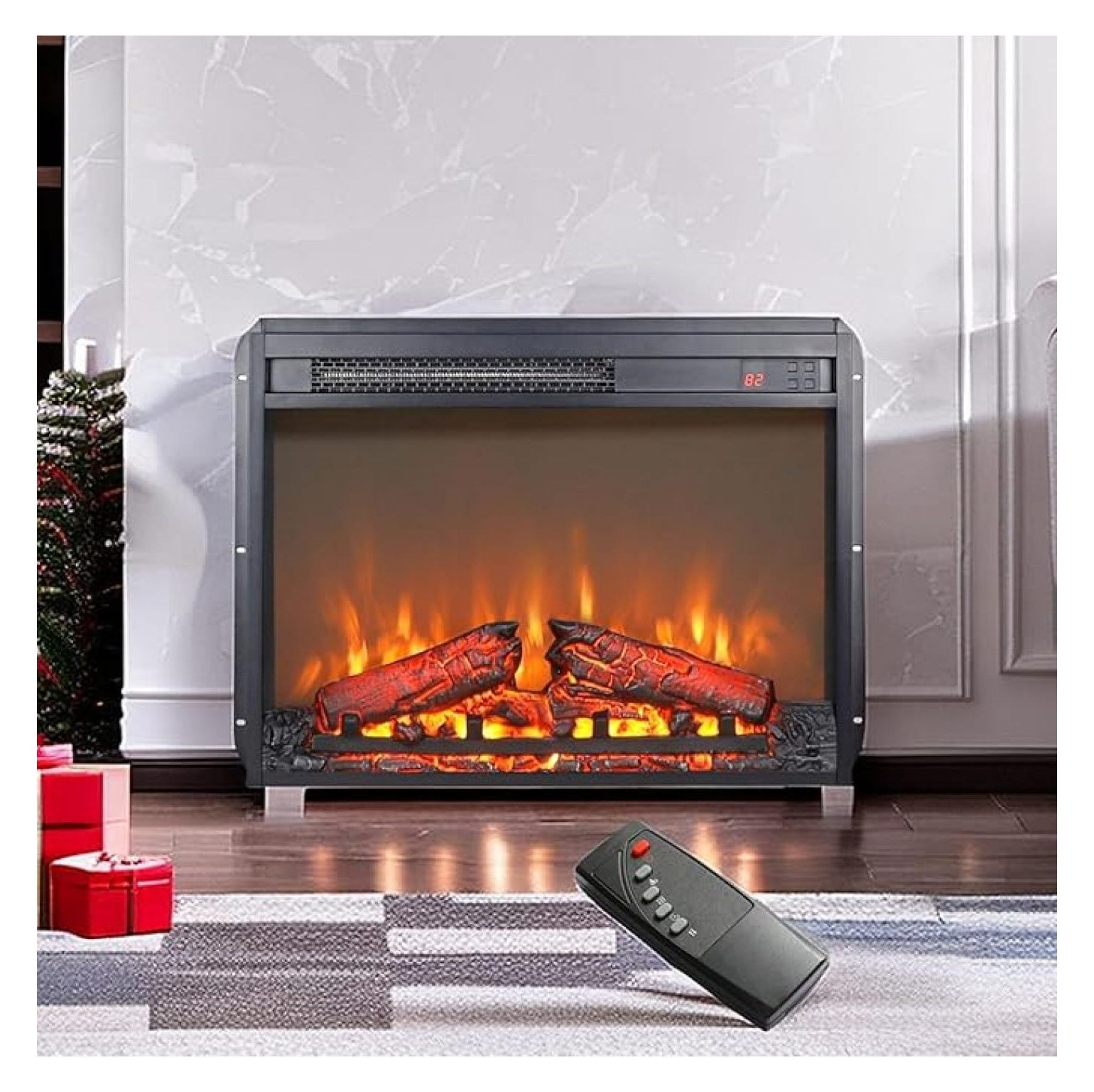 23" Electric Fireplace Insert, TV Stand Cabinet Recessed Fireplace ...