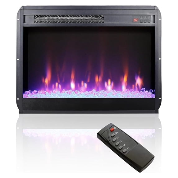 23" Electric Fireplace Insert, in-Wall Recessed with /Timer/Side Light ...