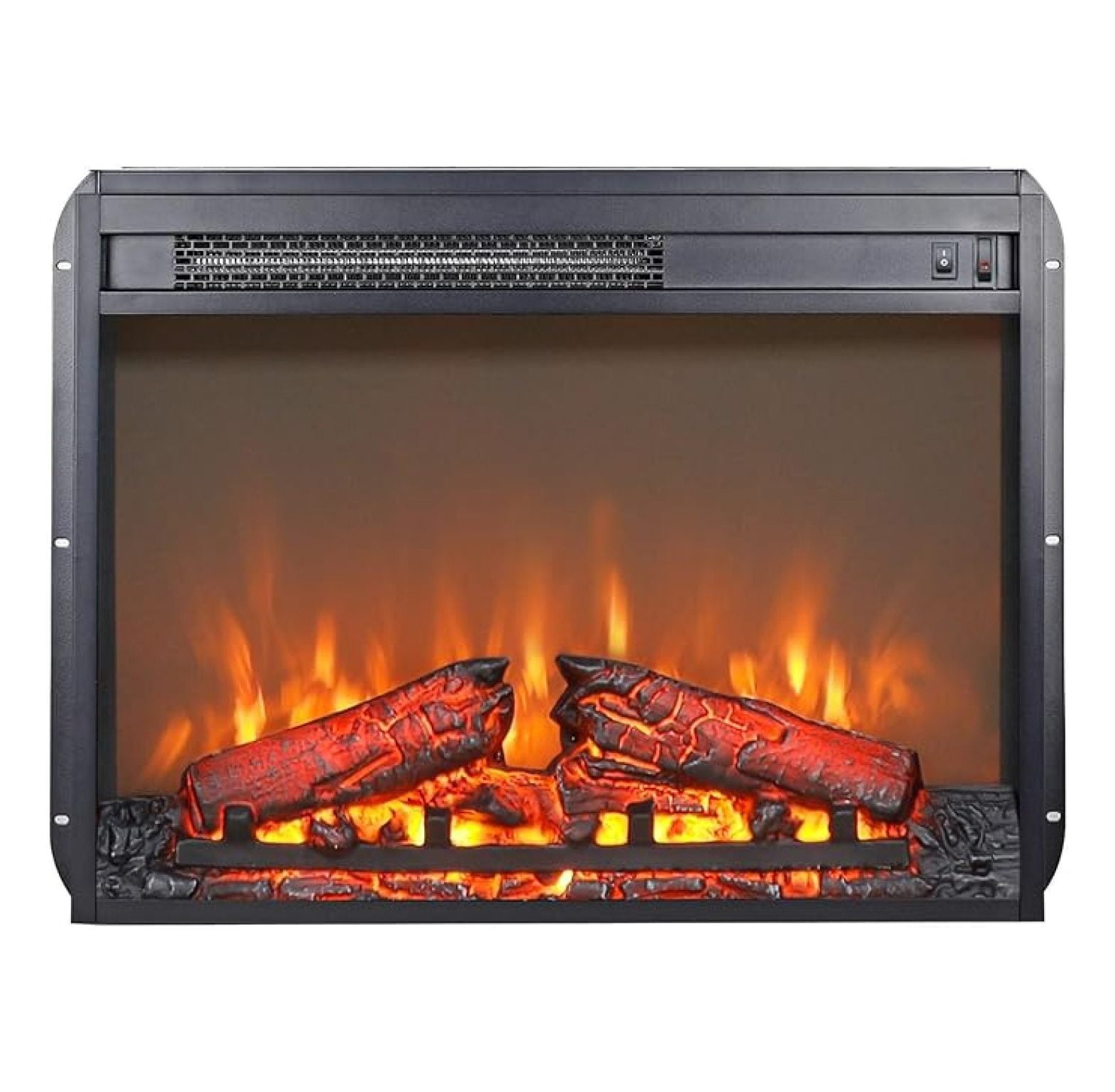 23" Electric Fireplace Insert, in-Wall Recessed with Log Set ...