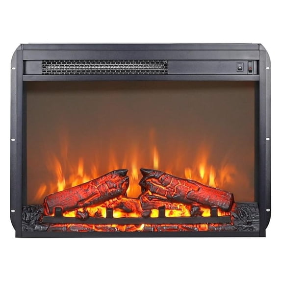 23" Electric Fireplace Insert, in-Wall Recessed with Log Set ...