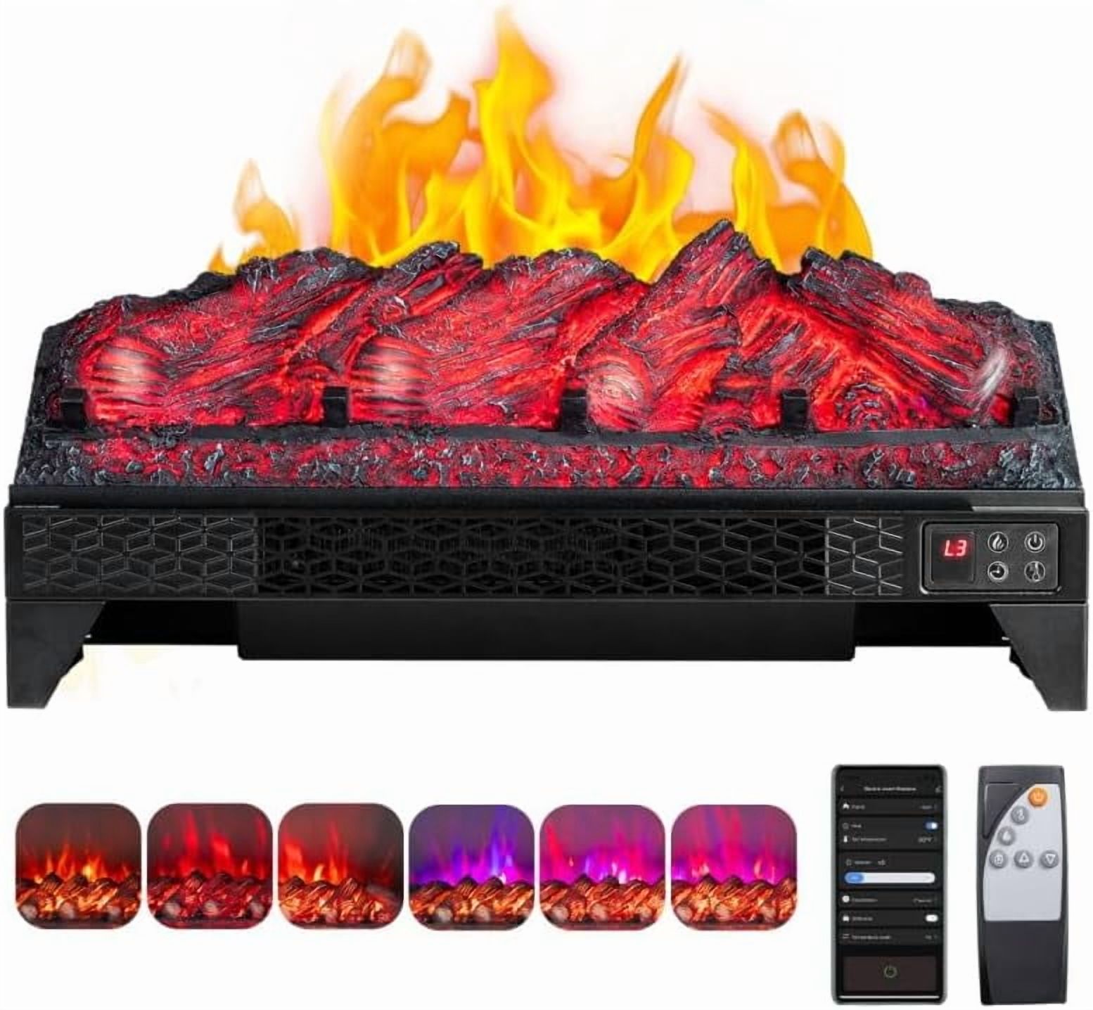 23'' Electric Fireplace Insert w/Remote & WiFi Control, Faux Fireplace ...