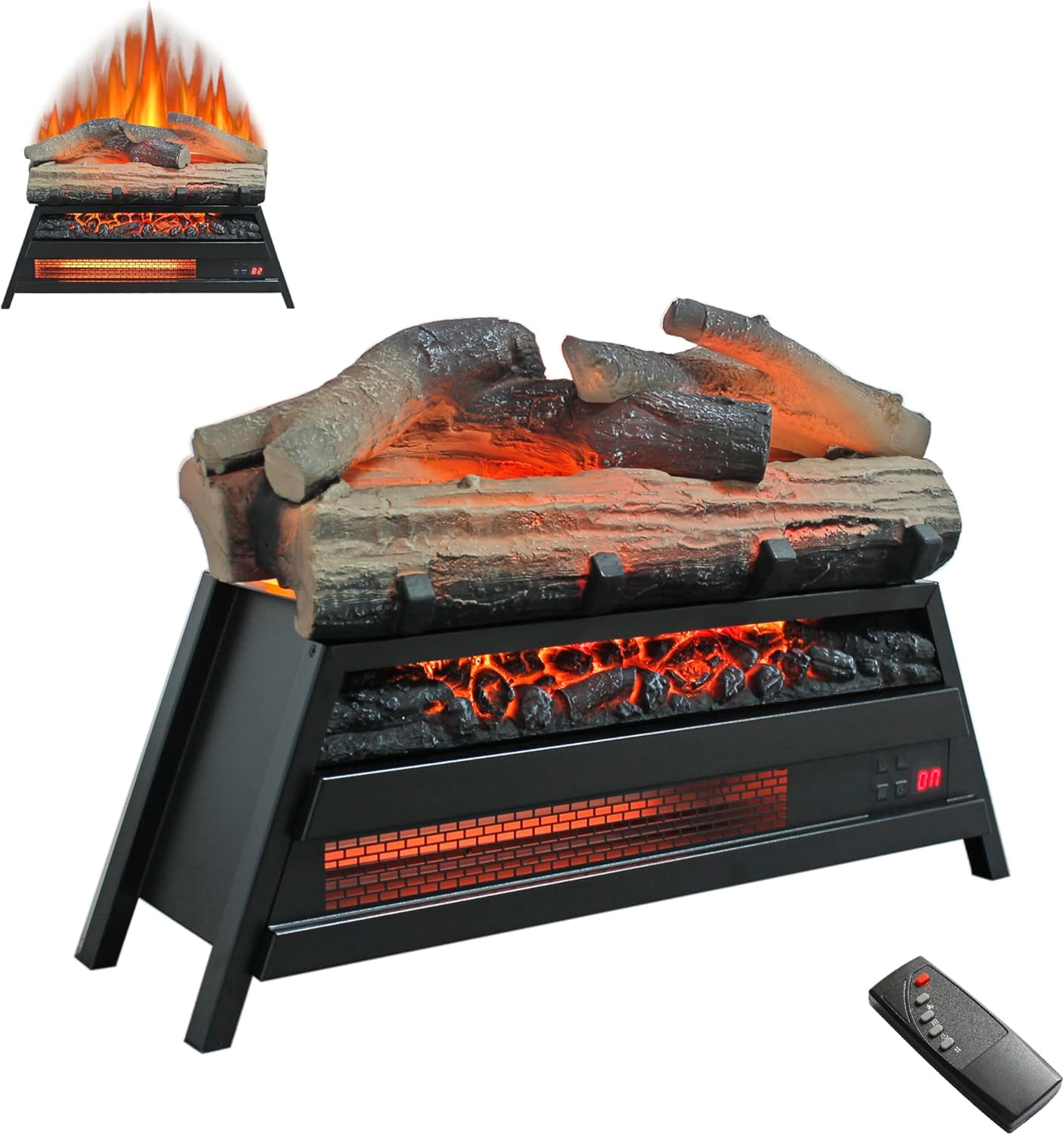 23" Electric Fireplace Log Set, Infrared Quartz Heater w/Adjustable 4 ...