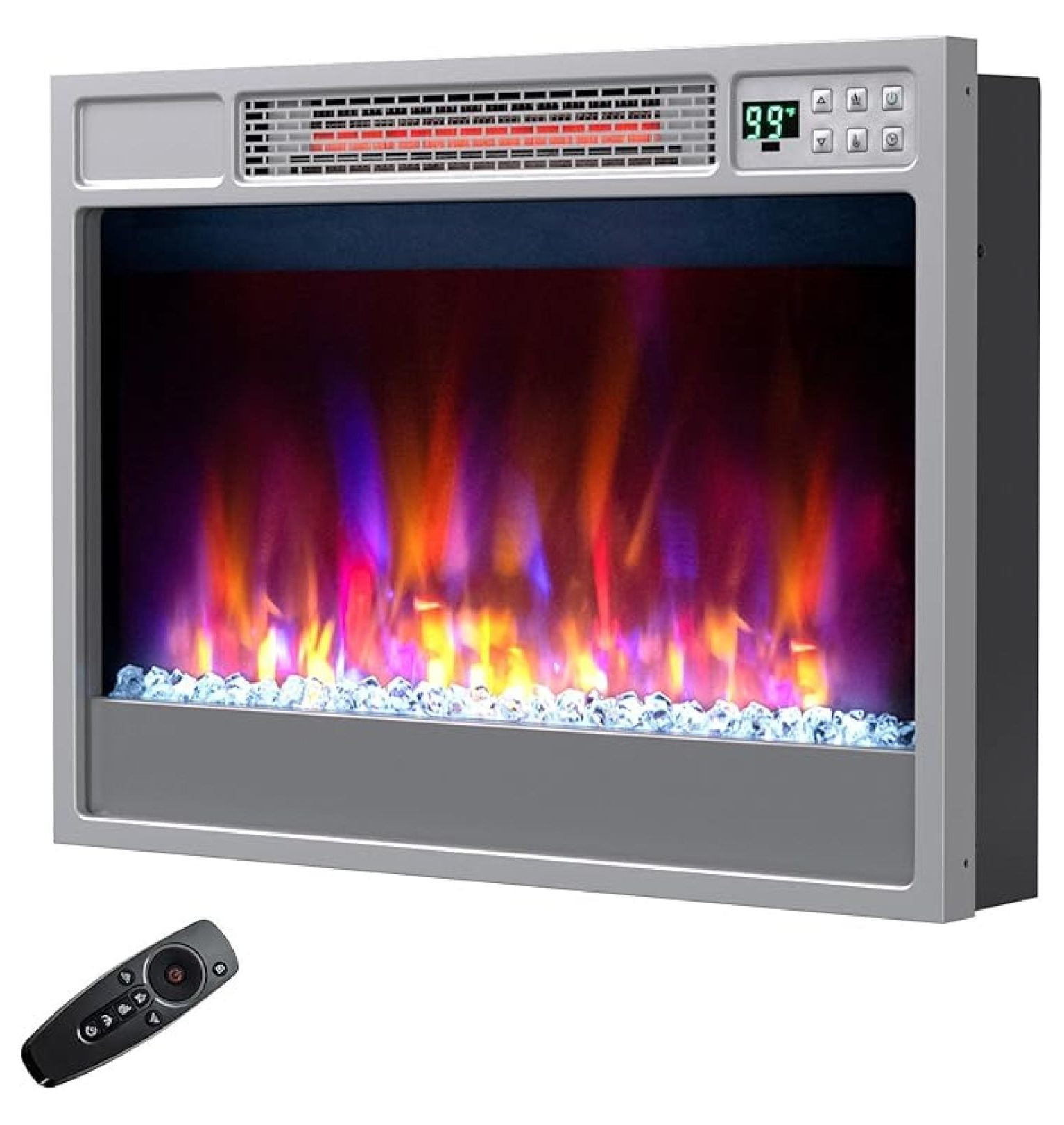 23’’ Electric Fireplace Wall Mounted - Recessed Fireplace Heater w/6 ...