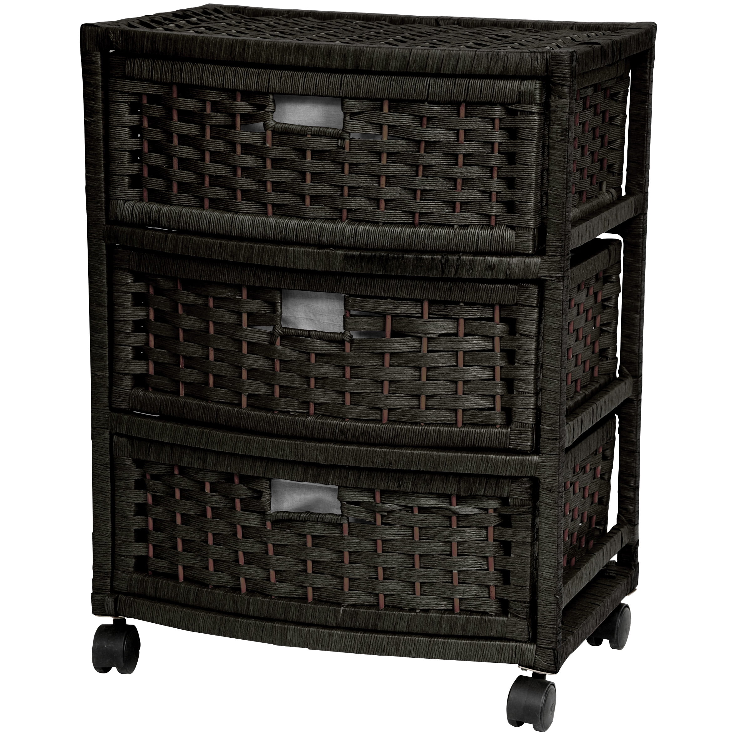 23" Fiber Weave 3 Drawer Chest Lamp Table - Black - Walmart.com