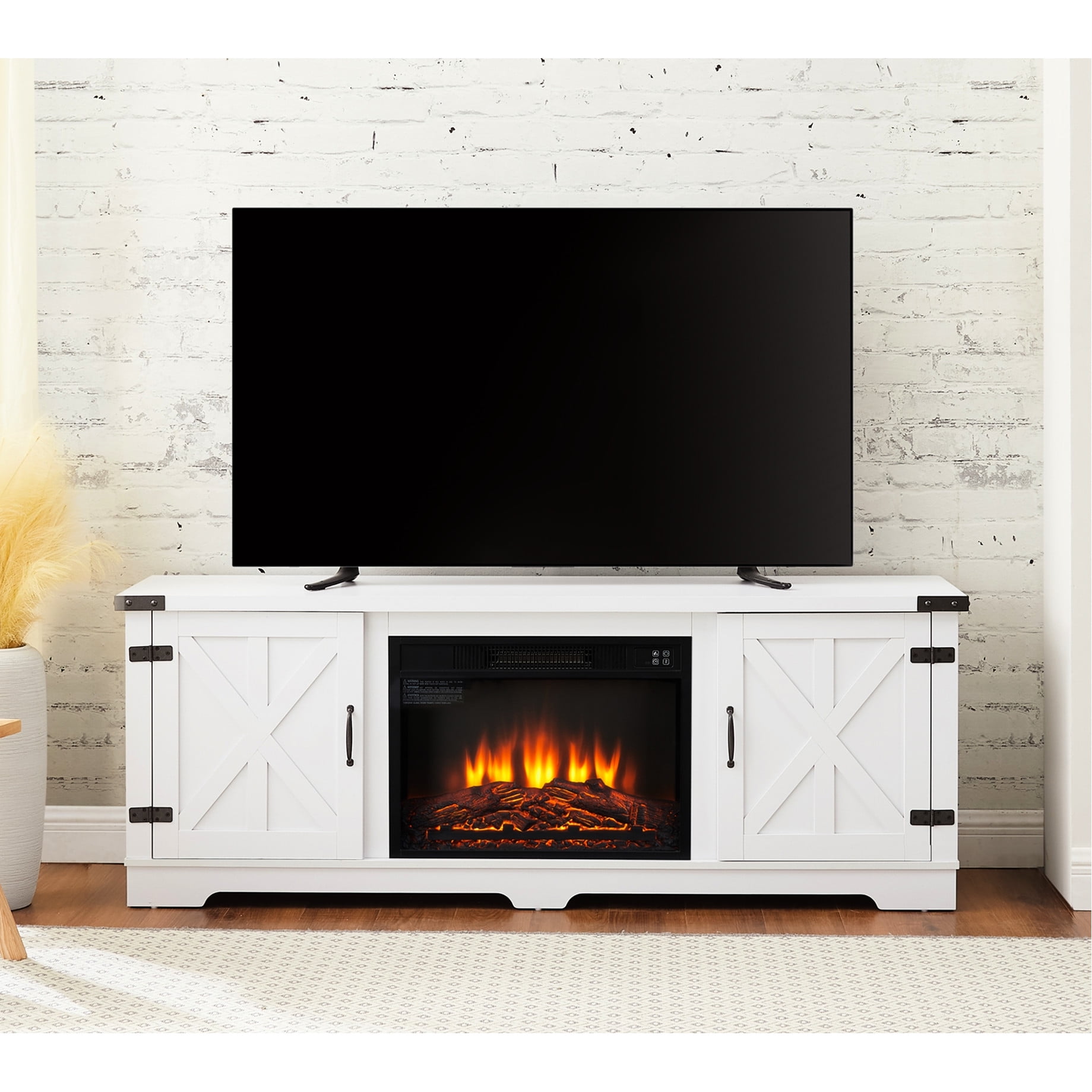23" Fireplace Insert Tv Stand In Modern , For Tvs Up To 70", White ...